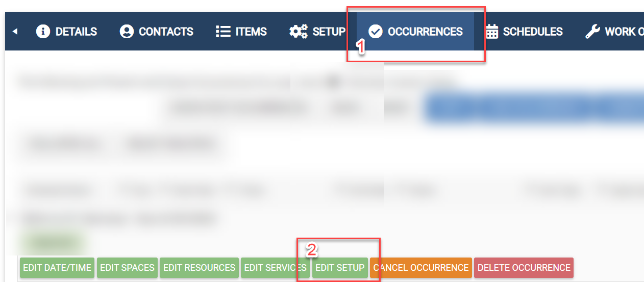 Event Customize One Occurrences Name Setup Tab Items Tab Or Details Tab Espace Support Center