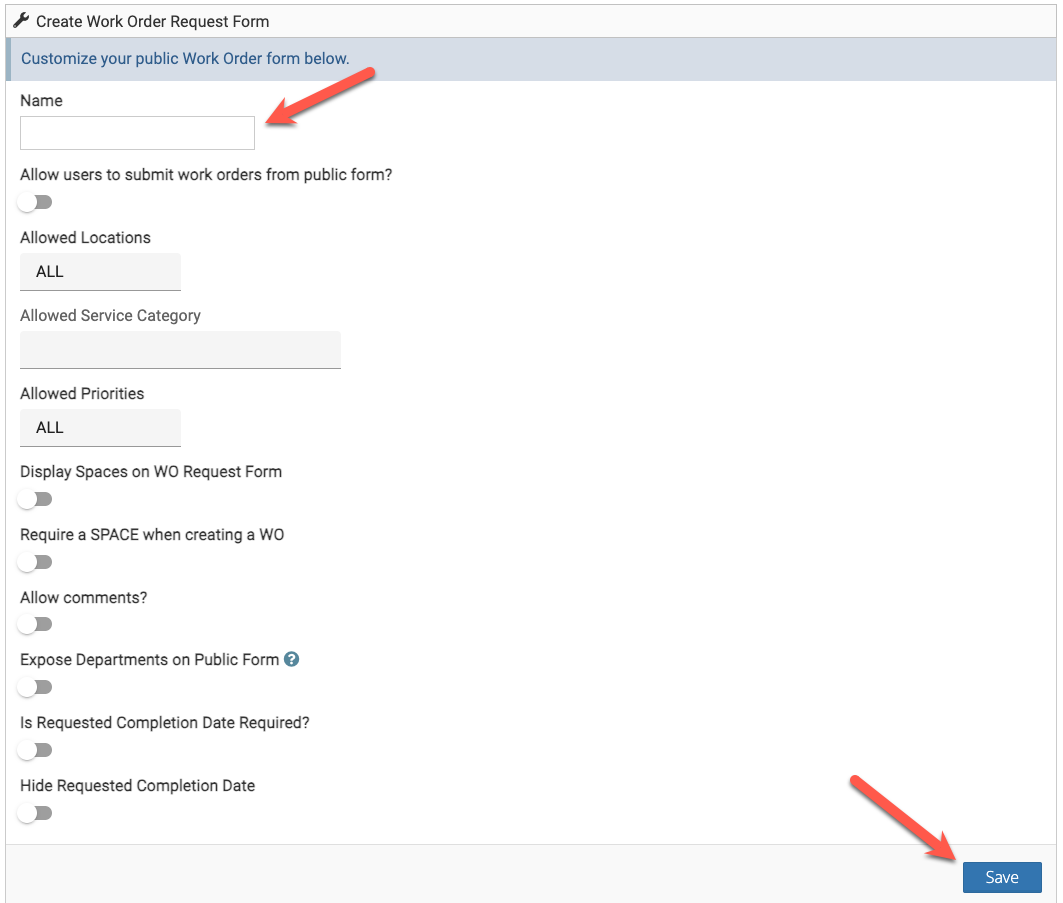 Public Work Order Request Form Setup Allow Non Espace Users To Request Work Orders Espace