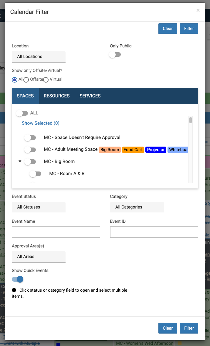 Internal Calendar Views and Navigation – eSPACE Support Center