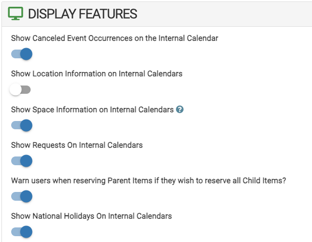 Display Features | Customizable Options For Internal Calendar – eSPACE Support Center