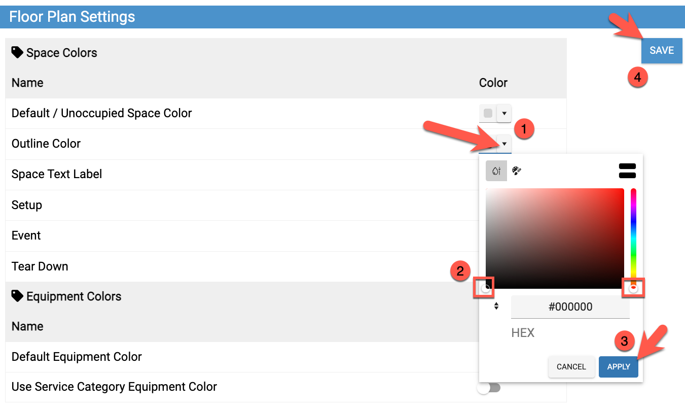 Floor Plan | Settings - Customizing Colors – eSPACE Support Center